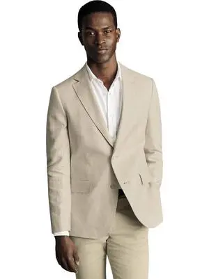 CHARLES TYRWHITT Linen Cotton Slim Fit Jacket Stone