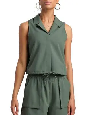 RHONE Mirage Sleeveless Button-Up Shirt Olive Shadow