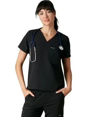 MEMBERS ONLY Bari 1-pocket Scrub Top - Black
