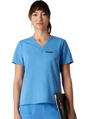 MEMBERS ONLY Bari 1-Pocket Scrub Top Ceil Blue