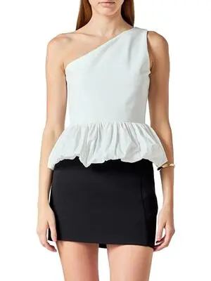 Endless Rose Asymmetric Bubble Hem Top - White
