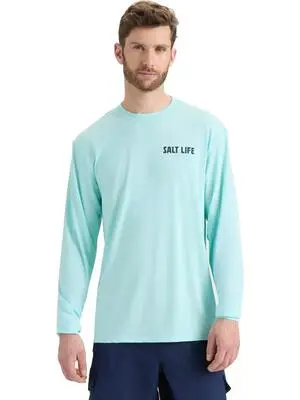 SALT LIFE Live Above Or Below Long Sleeve Performance Tee - Light Aruba Heather
