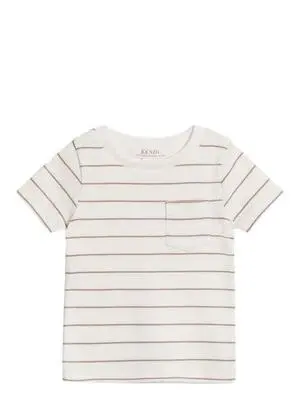 COLORED ORGANICS Lou Ribbed Short Sleeve Pocket Tee - Dario Stripe / Oat