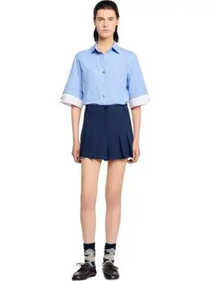 Sandro Tailored Pleated Shorts - Navy Blue