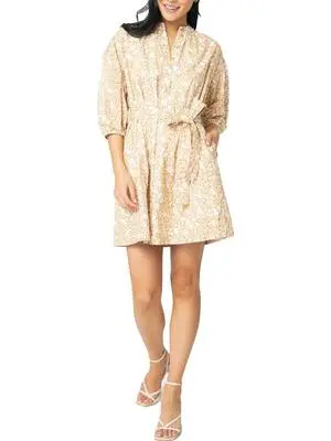 GIBSONLOOK Ambition Belted Cotton Shirtdress - Cafe Au Lait Btncl