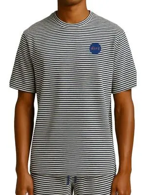 D.RT Vacay Stripe Lyocell & Linen Blend T-shirt - Blue/ White