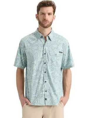 SALT LIFE Mahi Short Sleeve Button Down Performance Shirt - Storm