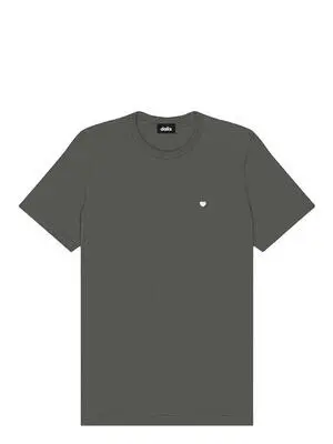 DALIX Mens Lil Heart Midweight Cotton Tee Asphalt Gray