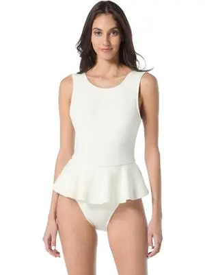 Vince Camuto Scuba Knit Skirted One Piece Swimsuit - Ivory