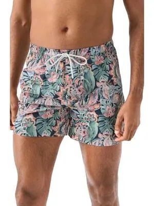 Eton Floral Print Swim Trunks - Green Multi