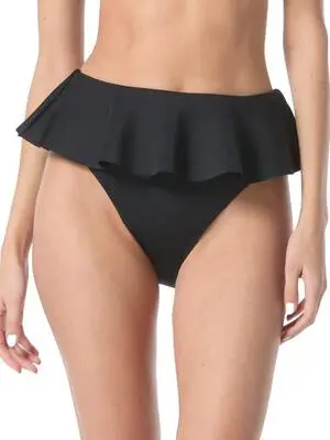 Vince Camuto Scuba Knit Skirted Bikini Bottom - Black