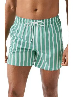 Eton Striped Swim Trunks - Medium Green