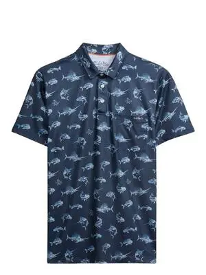 SALT LIFE Fish N' Bones Americana Polo - Navy