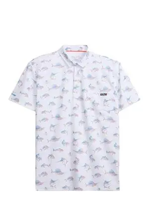 SALT LIFE Fish N' Bones Americana Polo - White
