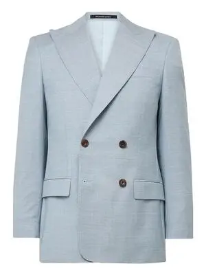 Richard James Hepworth Double-breasted Wool Suit Jacket - Blue