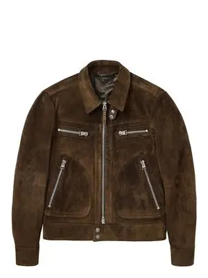 TOM FORD Slim-fit Suede Jacket - Brown