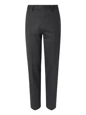 LARDINI Straight-leg Virgin Wool-blend Herringbone Trousers - Gray