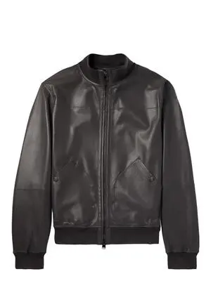 Canali Nuvola Leather Bomber Jacket - Brown
