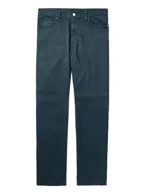 Zegna Roccia Slim-Fit Linen-Blend Trousers Teal