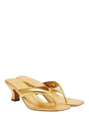 Paris Texas Portofino Metallic Leather Thong Sandals - Gold