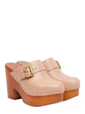 Chloé Jeannette 80 Studded Leather Clogs - Pink