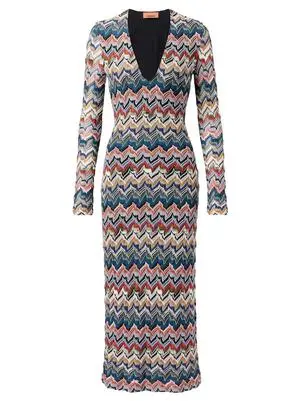 Missoni Zigzag Lamé Midi Dress - Multicoloured