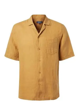 Frescobol Carioca Angelo Linen Bowling Shirt - Brown