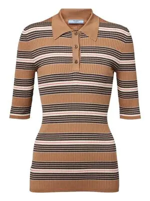 Prada Cotton-blend Polo Sweater - Brown