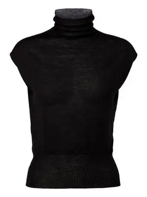 Rick Owens Virgin Wool Turtleneck Top - Black