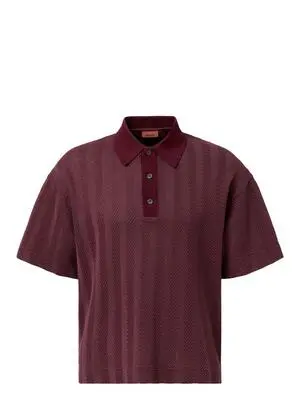 Missoni Zigzag Cotton-blend Polo Shirt - Burgundy