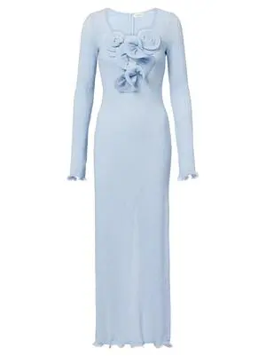 Magda Butrym Floral-appliqué Maxi Dress - Blue