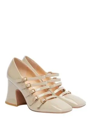 Chloé Janis 80 Patent Leather Mary Jane Pumps - Beige