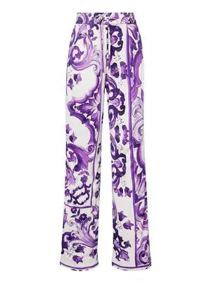 Dolce & Gabbana Majolica Print Wide-leg Pants - Purple