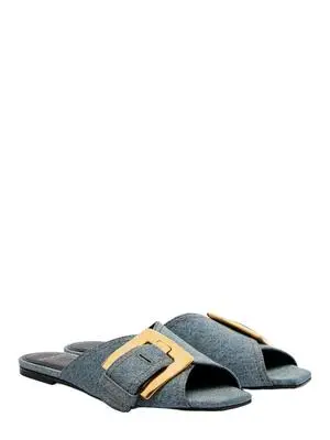 Balmain Anthem Denim Slides - Blue