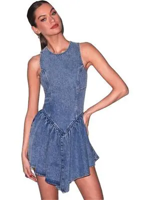 Fleur Du Mal Flare Mini Dress - Denim