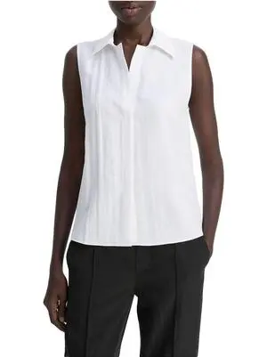Vince Boxy Sleeveless Button-front Shirt - White