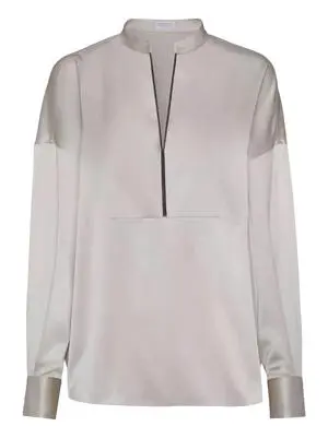 Brunello Cucinelli Balloon-sleeve Blouse - Neutrals