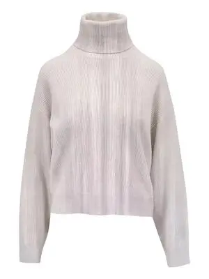 Brunello Cucinelli Turtleneck Ribbed Sweater - Neutrals