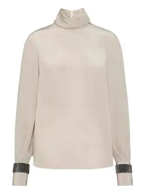 Brunello Cucinelli Crêpe De Chine Blouse - Neutrals