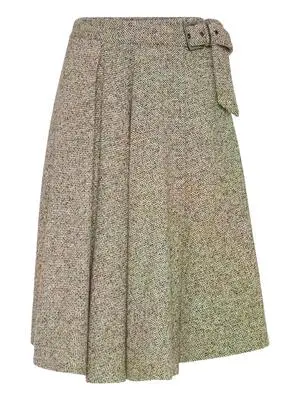Brunello Cucinelli Pleated Skirt With Belt - Brown