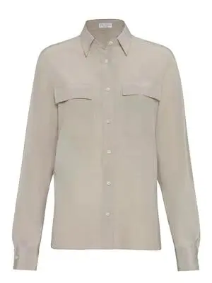 Brunello Cucinelli Crepe De Chine Shirt - Neutrals