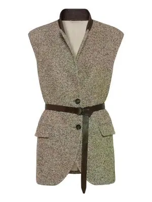 Brunello Cucinelli Flecked Textured Vest - Brown