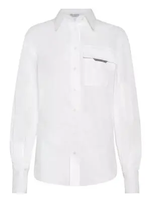 Brunello Cucinelli Long-sleeved Poplin Shirt - White