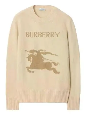Burberry Intarsia-Knit Logo Sweater Neutrals