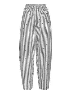 Remain Birger Christensen Striped Trousers With Elasticated Waistband - White