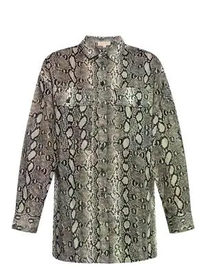 Michael Kors Snakeskin Print Pocket Shirt - Brown