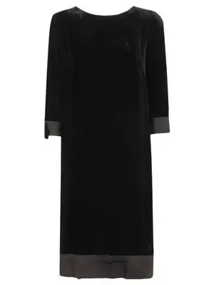 BIANCO LEVRIN Velvet Three-quarter Sleeve Dress - Black