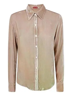 BIANCO LEVRIN Velvet Button-down Shirt - Neutrals