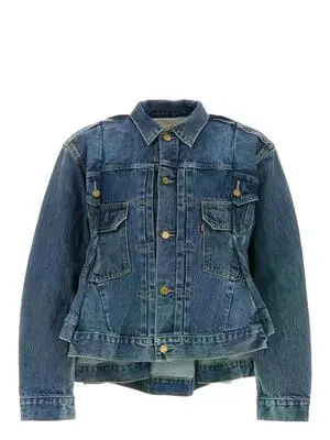 Sacai Distressed Denim Jacket - Blue