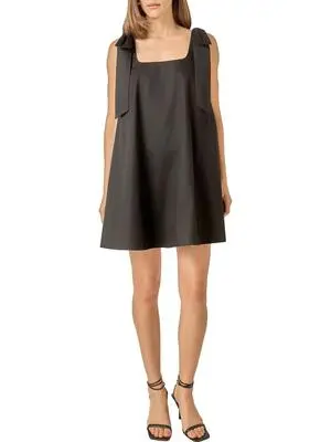 English Factory Bow Shoulder Sleeveless Cotton Minidress - Black
